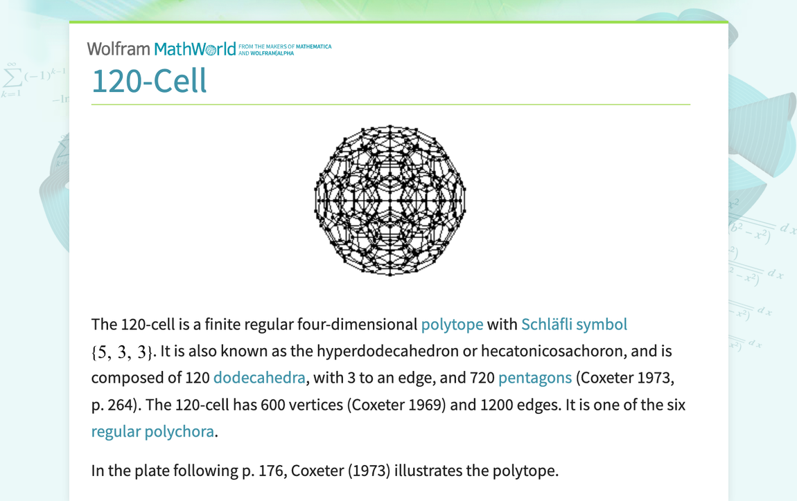 120-Cell -- from Wolfram MathWorld