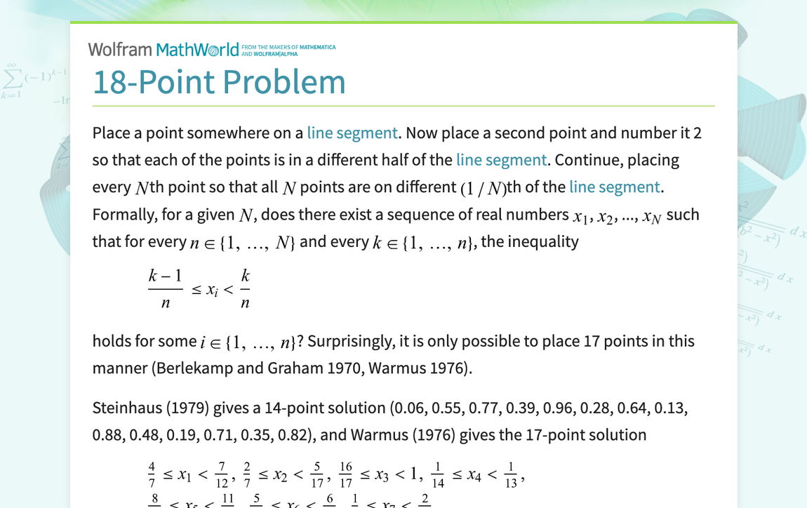 18-Point Problem -- from Wolfram MathWorld