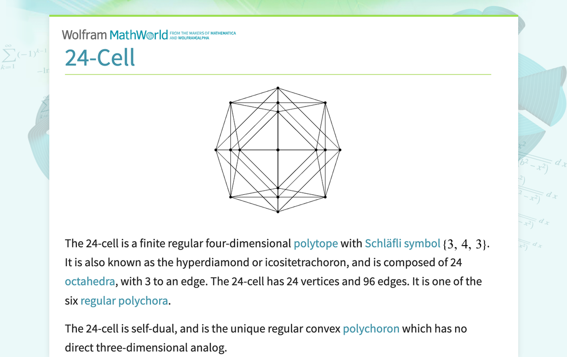 24-Cell -- from Wolfram MathWorld