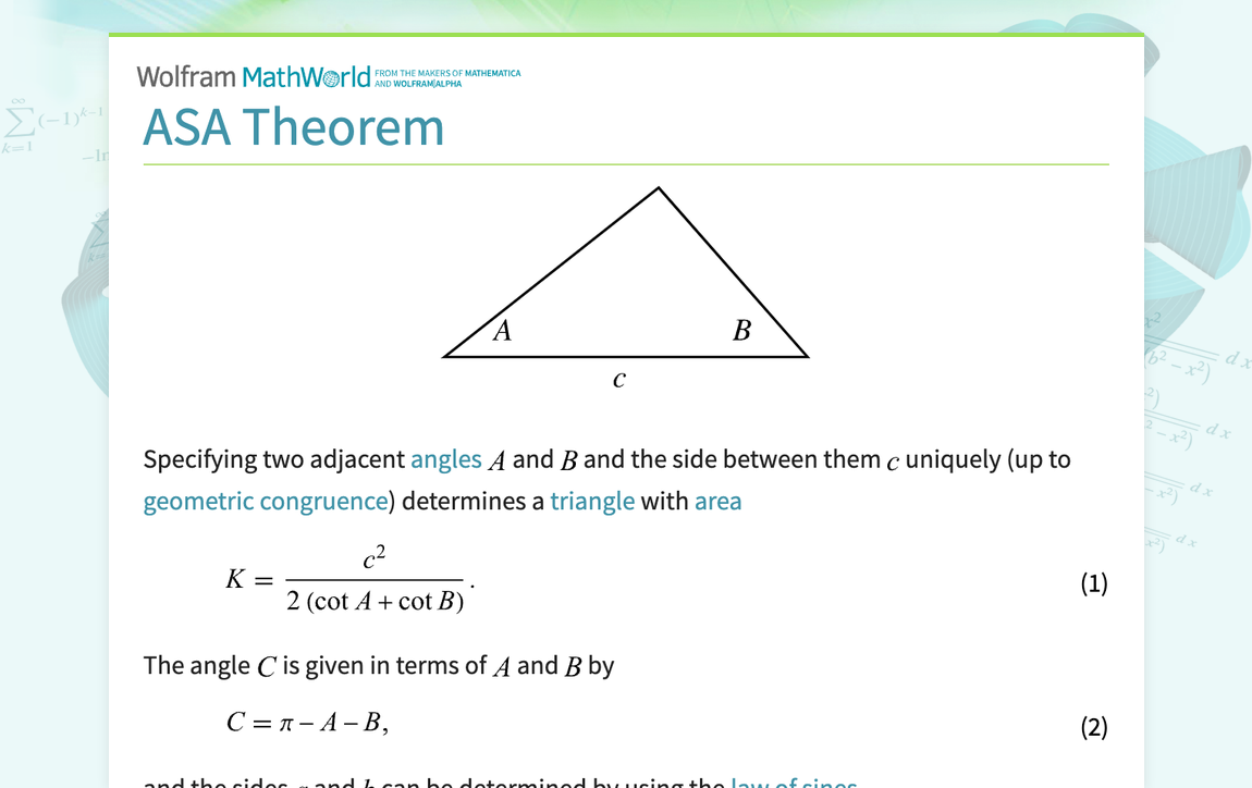 ASA Theorem -- from Wolfram MathWorld