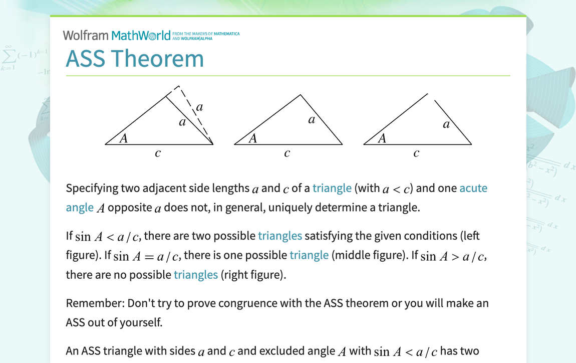 ASS Theorem -- from Wolfram MathWorld