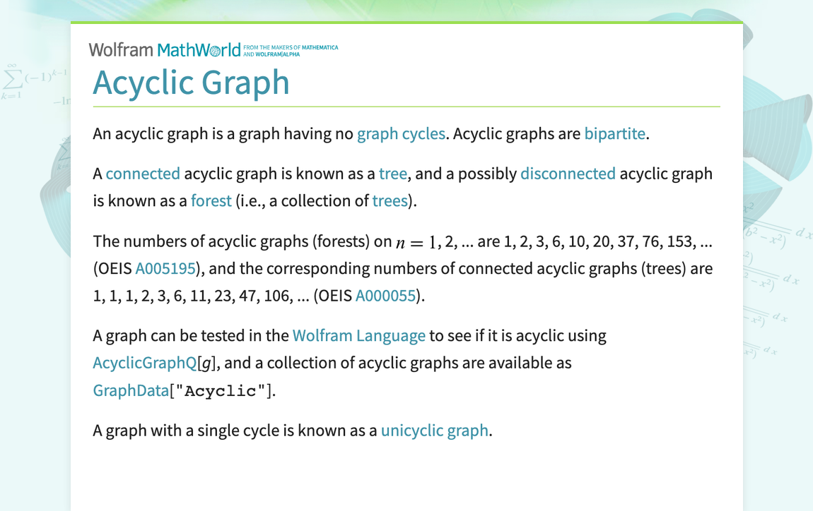 Acyclic Graph -- from Wolfram MathWorld