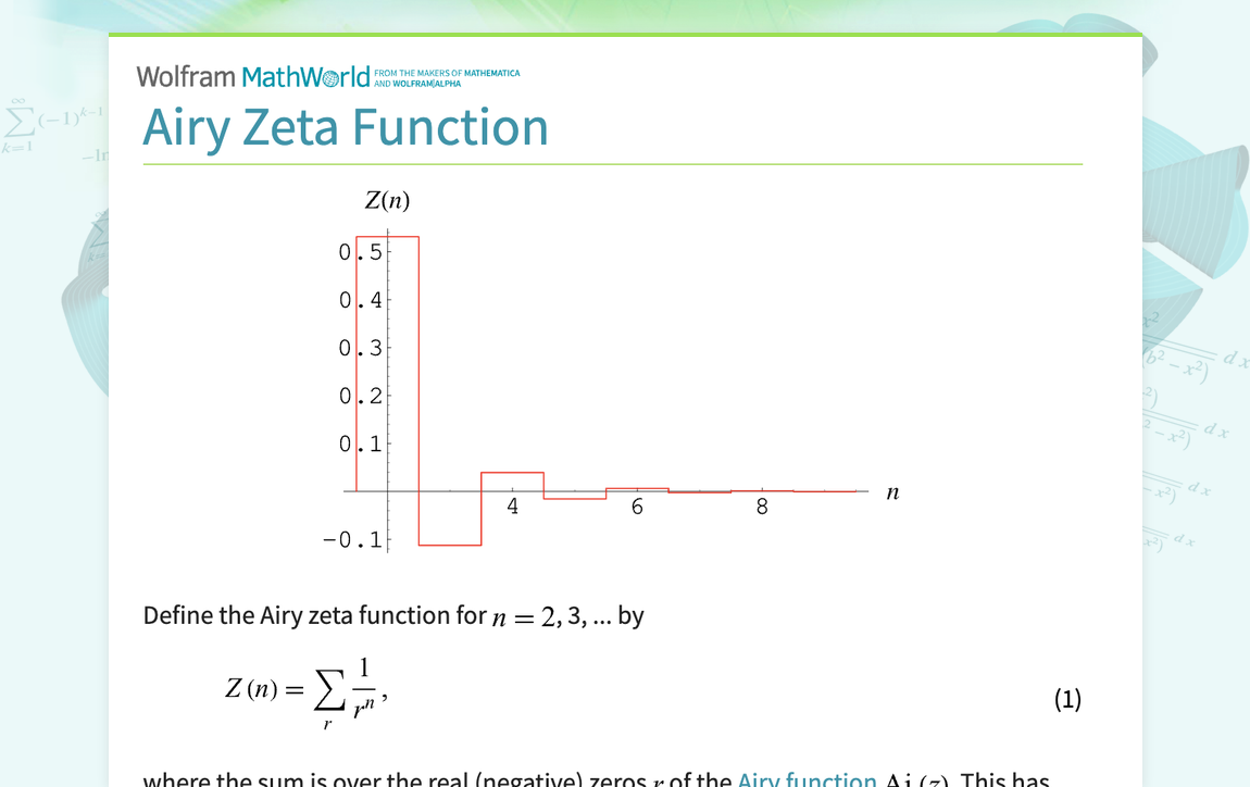 Airy Zeta Function -- from Wolfram MathWorld