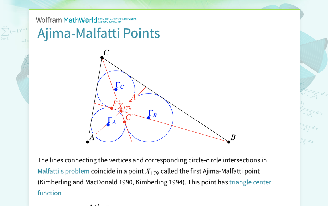 Ajima-Malfatti Points -- from Wolfram MathWorld