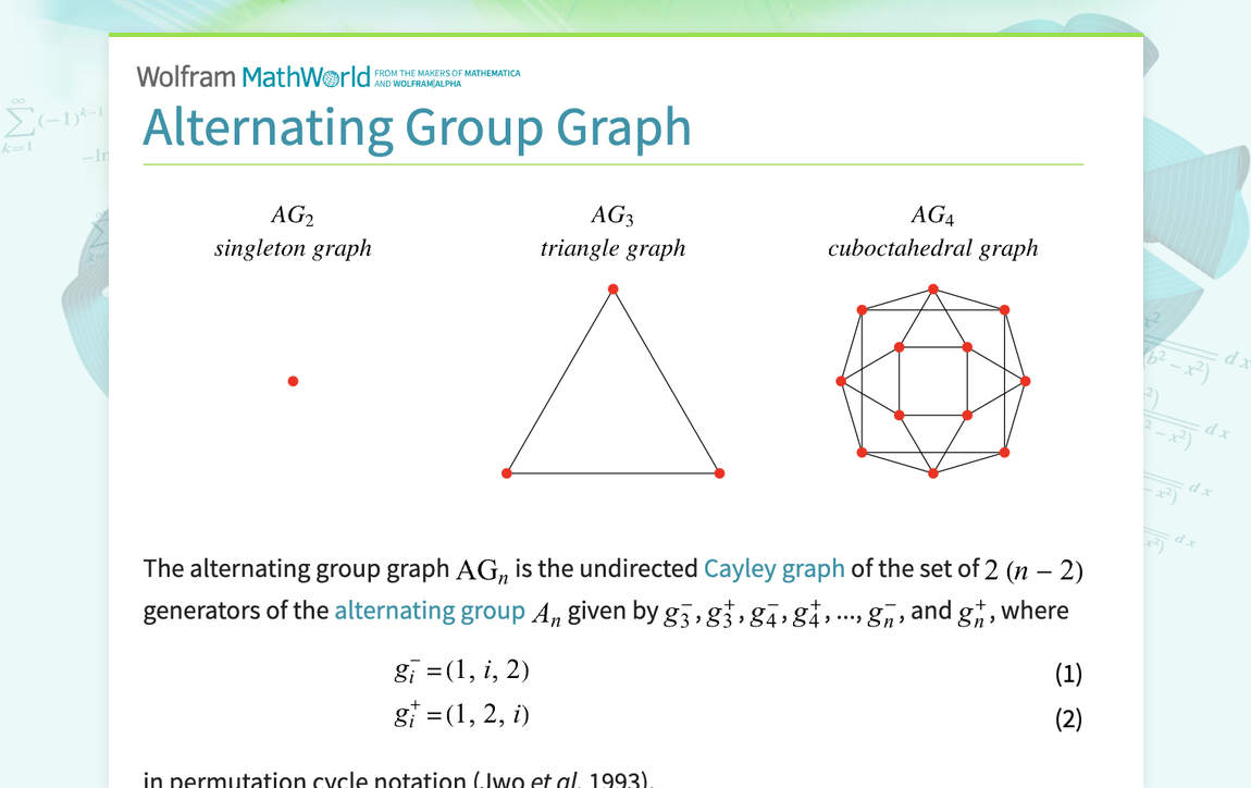 Alternating Group Graph -- from Wolfram MathWorld