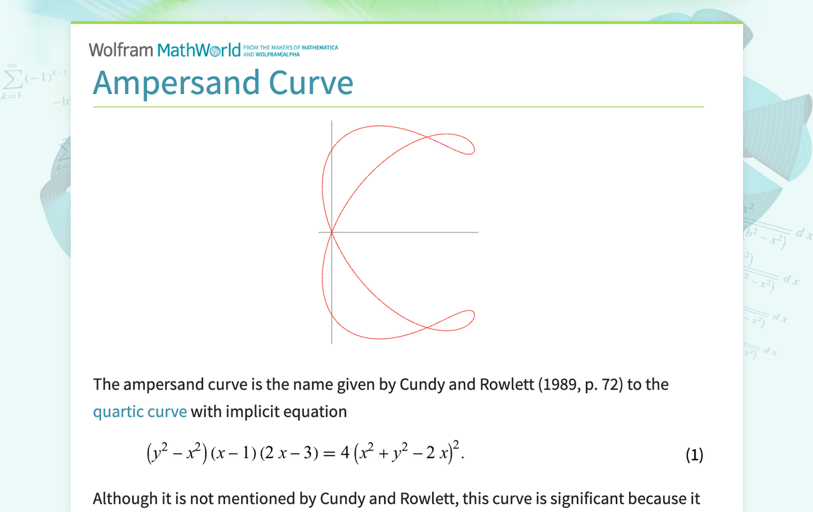Ampersand Curve -- from Wolfram MathWorld