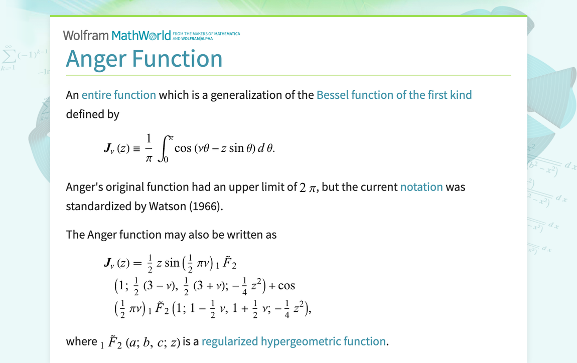 Anger Function -- from Wolfram MathWorld