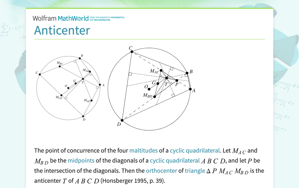 Anticenter -- from Wolfram MathWorld