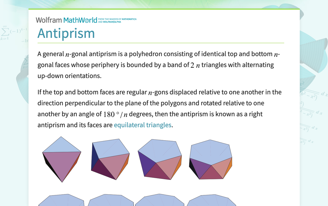 Antiprism -- from Wolfram MathWorld