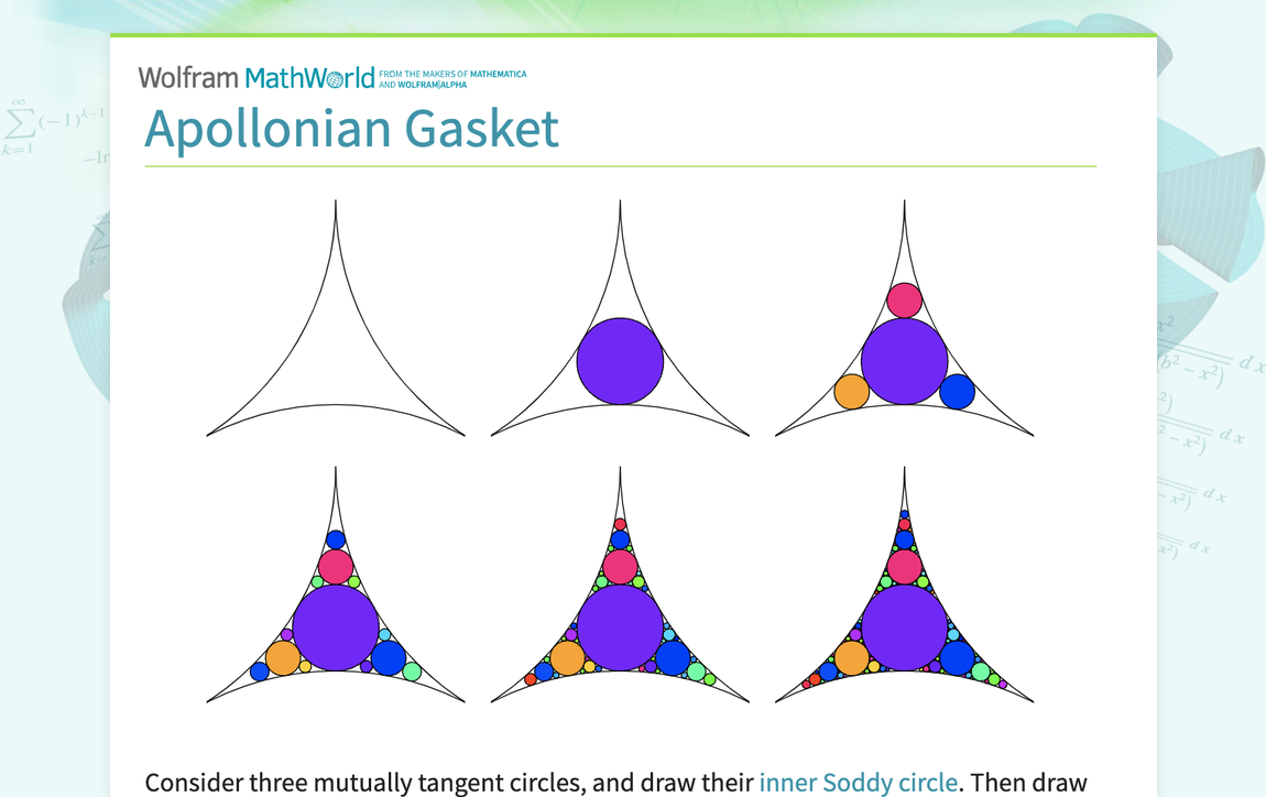 Apollonian Gasket -- from Wolfram MathWorld