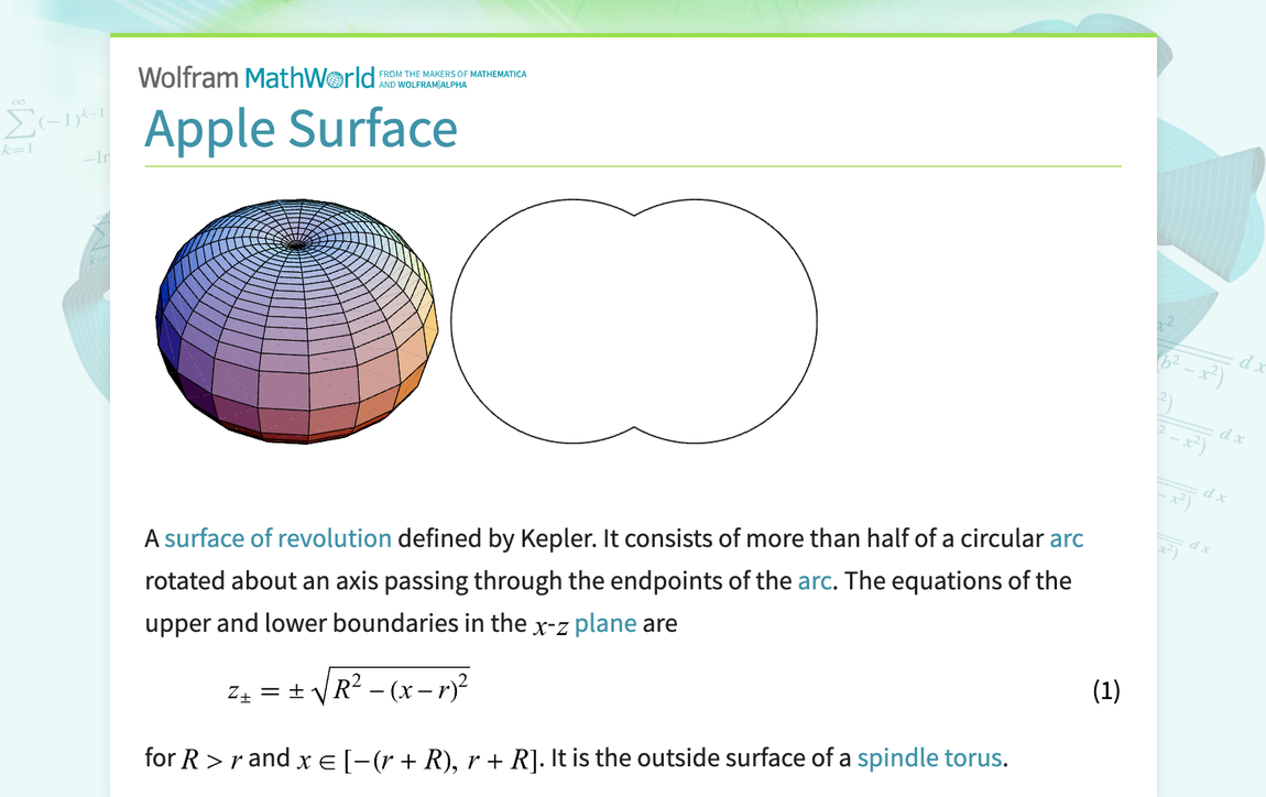 Apple Surface -- from Wolfram MathWorld