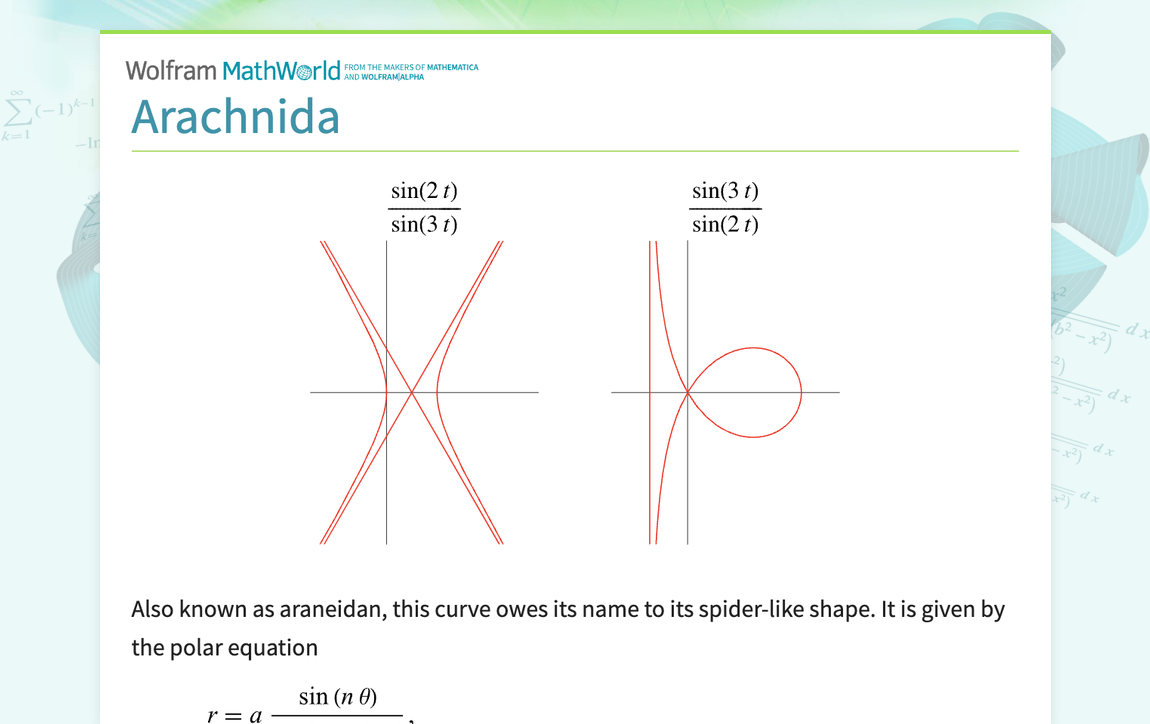 Arachnida -- from Wolfram MathWorld