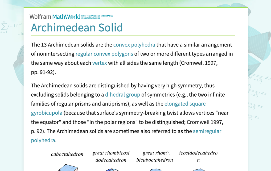 Archimedean Solid -- from Wolfram MathWorld