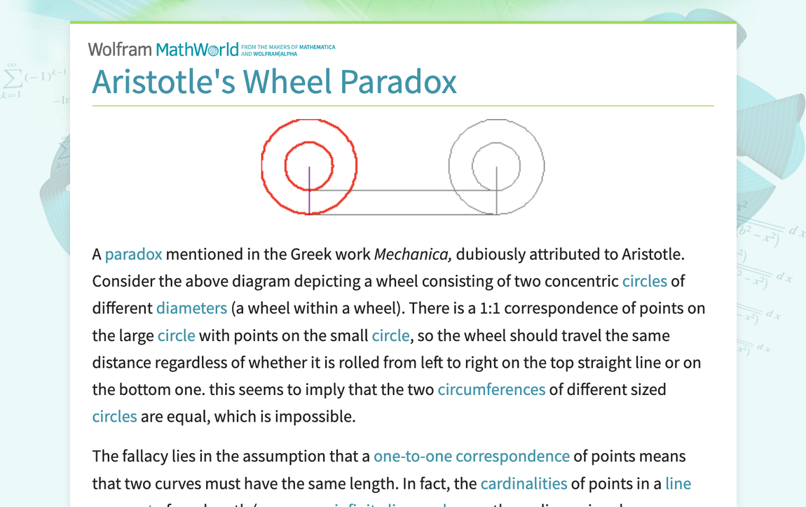 Aristotle's Wheel Paradox -- from Wolfram MathWorld