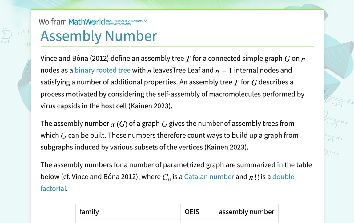 Assembly Number -- from Wolfram MathWorld