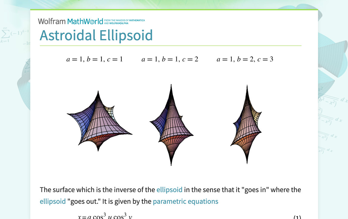 Astroidal Ellipsoid -- from Wolfram MathWorld