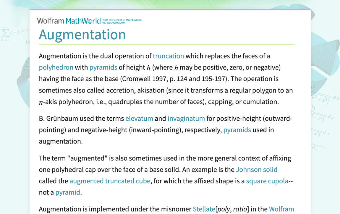 Augmentation -- from Wolfram MathWorld