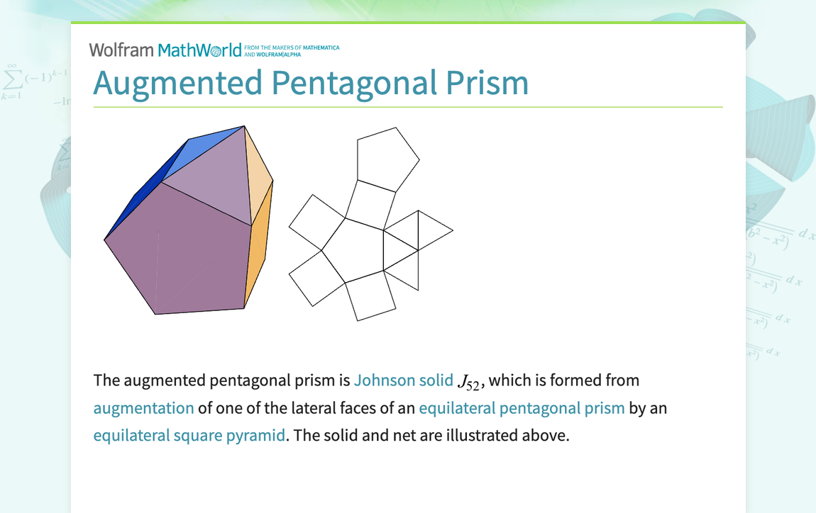 Augmented Pentagonal Prism -- from Wolfram MathWorld