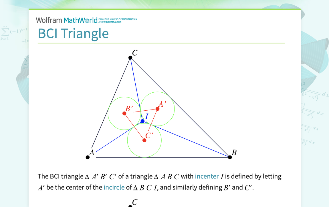 BCI Triangle -- from Wolfram MathWorld