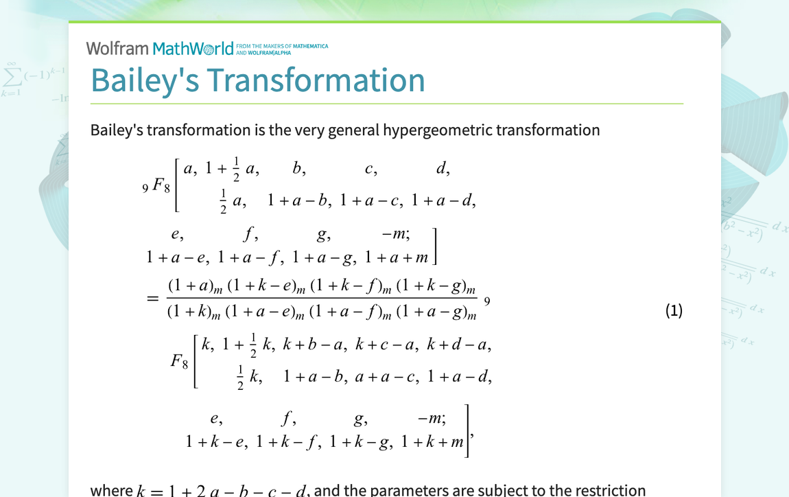 Baileys Transformation From Wolfram Mathworld