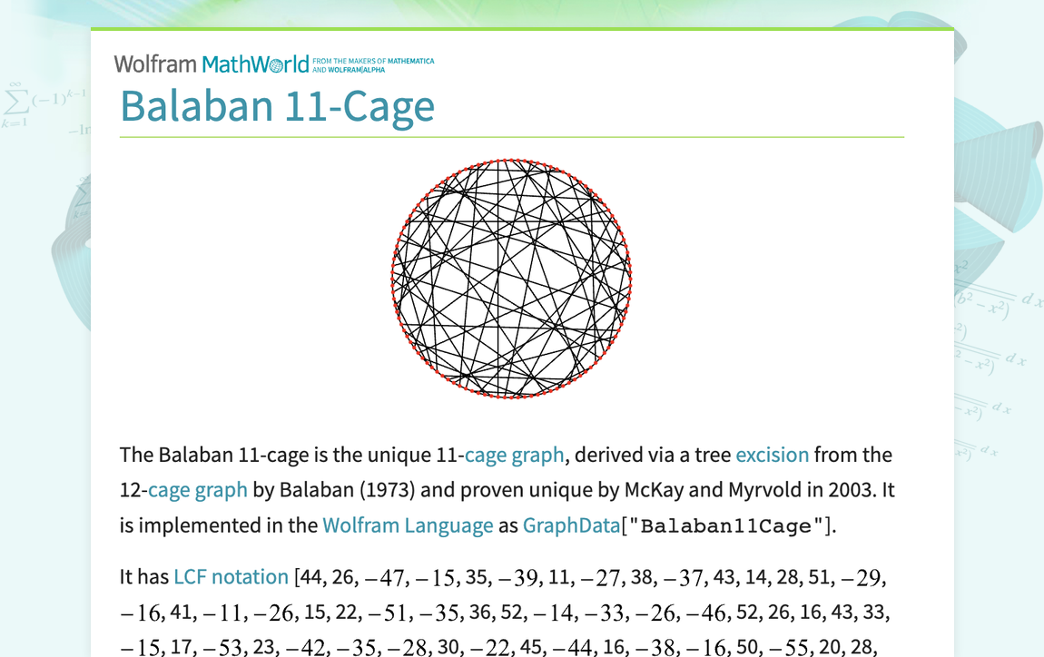 Balaban 11-Cage -- from Wolfram MathWorld