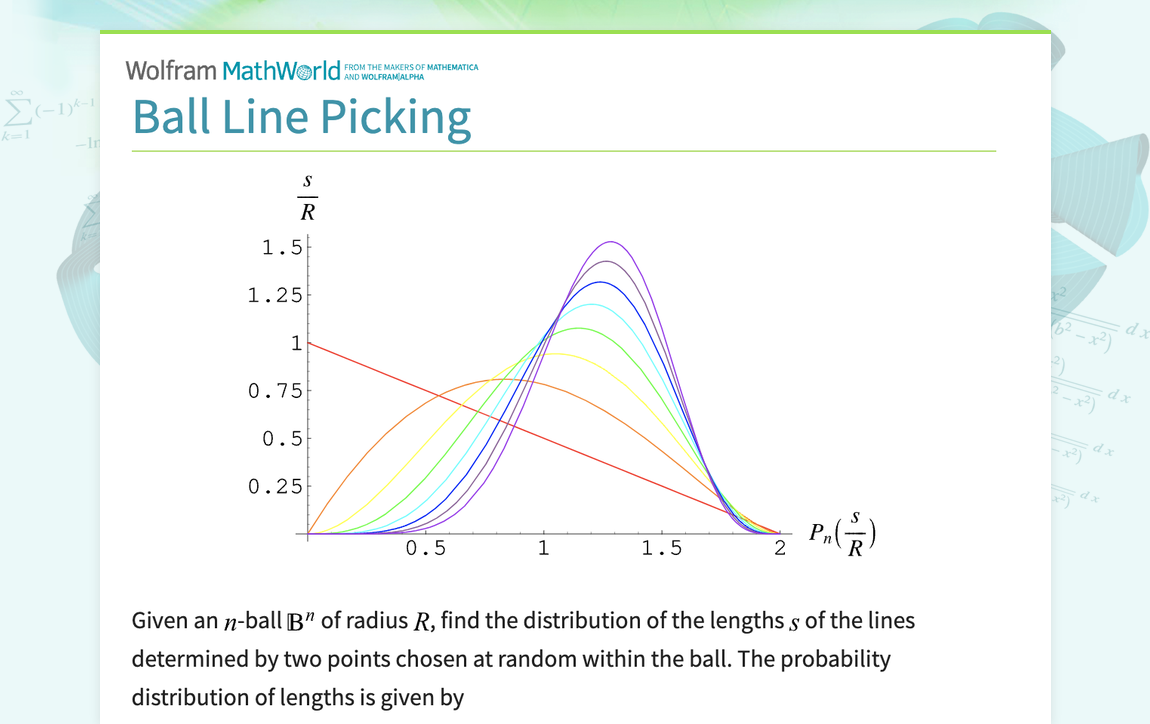 Ball Line Picking -- from Wolfram MathWorld