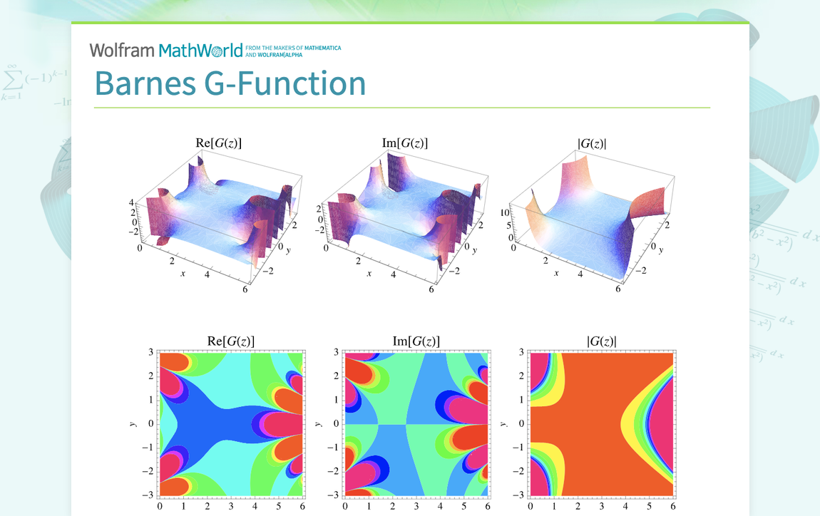 Barnes G-Function -- from Wolfram MathWorld