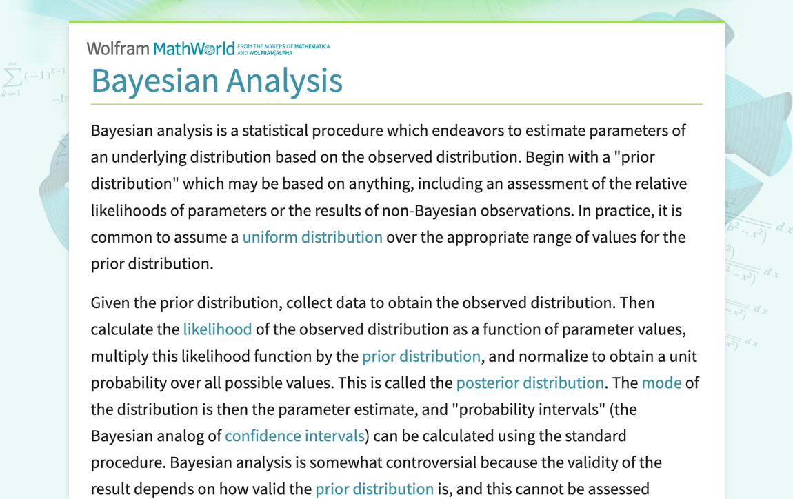 Bayesian Analysis -- from Wolfram MathWorld