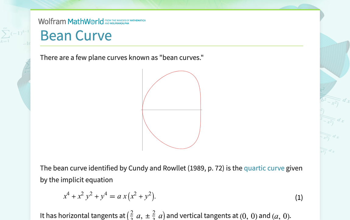 Bean Curve -- from Wolfram MathWorld