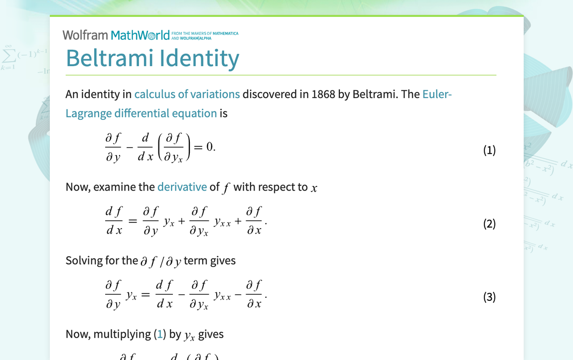 Beltrami Identity -- from Wolfram MathWorld