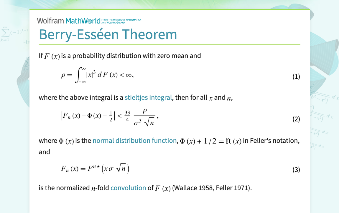 Berry-Esséen Theorem -- from Wolfram MathWorld