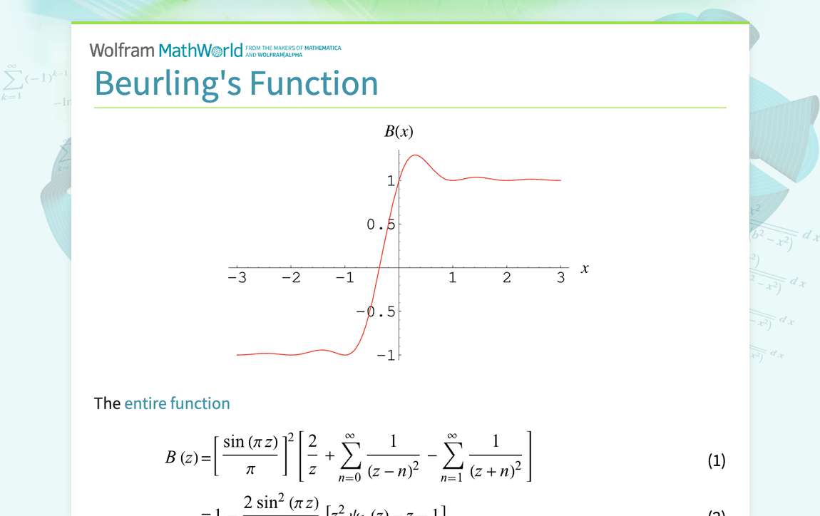 Beurling's Function -- from Wolfram MathWorld
