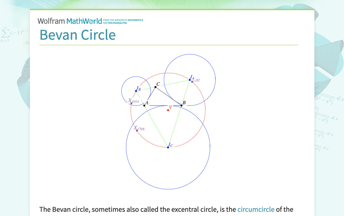 Bevan Circle -- from Wolfram MathWorld