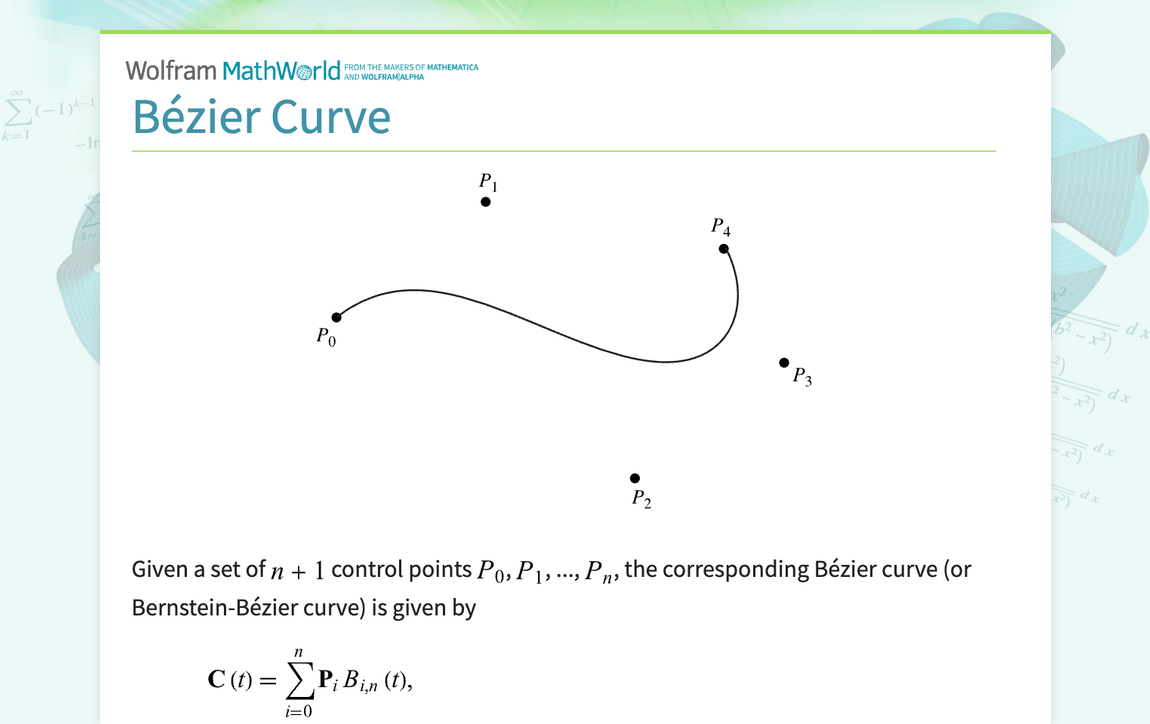 Bézier Curve -- from Wolfram MathWorld Bézier Curve -- from Wolfram MathWorld