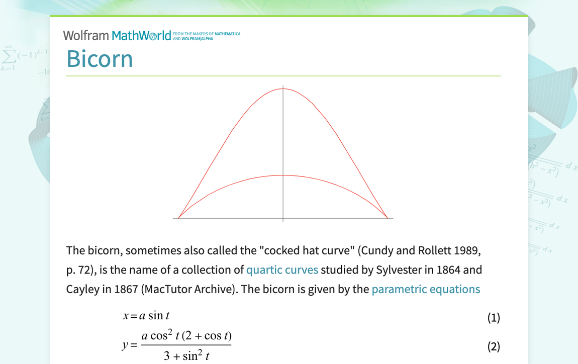 Bicorn -- from Wolfram MathWorld