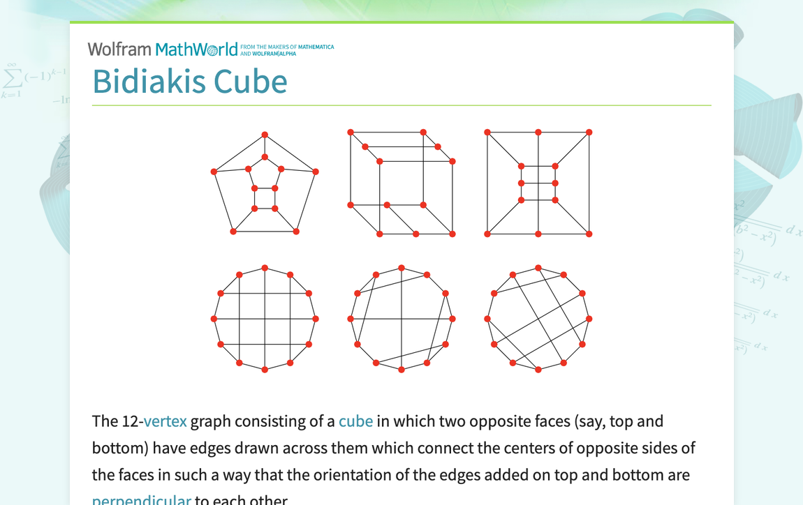 Bidiakis Cube -- from Wolfram MathWorld
