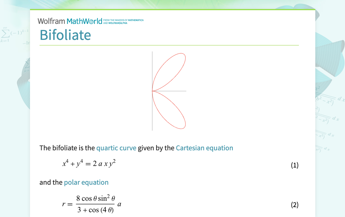 Bifoliate -- from Wolfram MathWorld