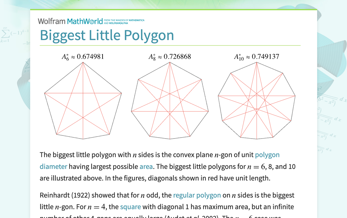 Biggest Little Polygon -- from Wolfram MathWorld