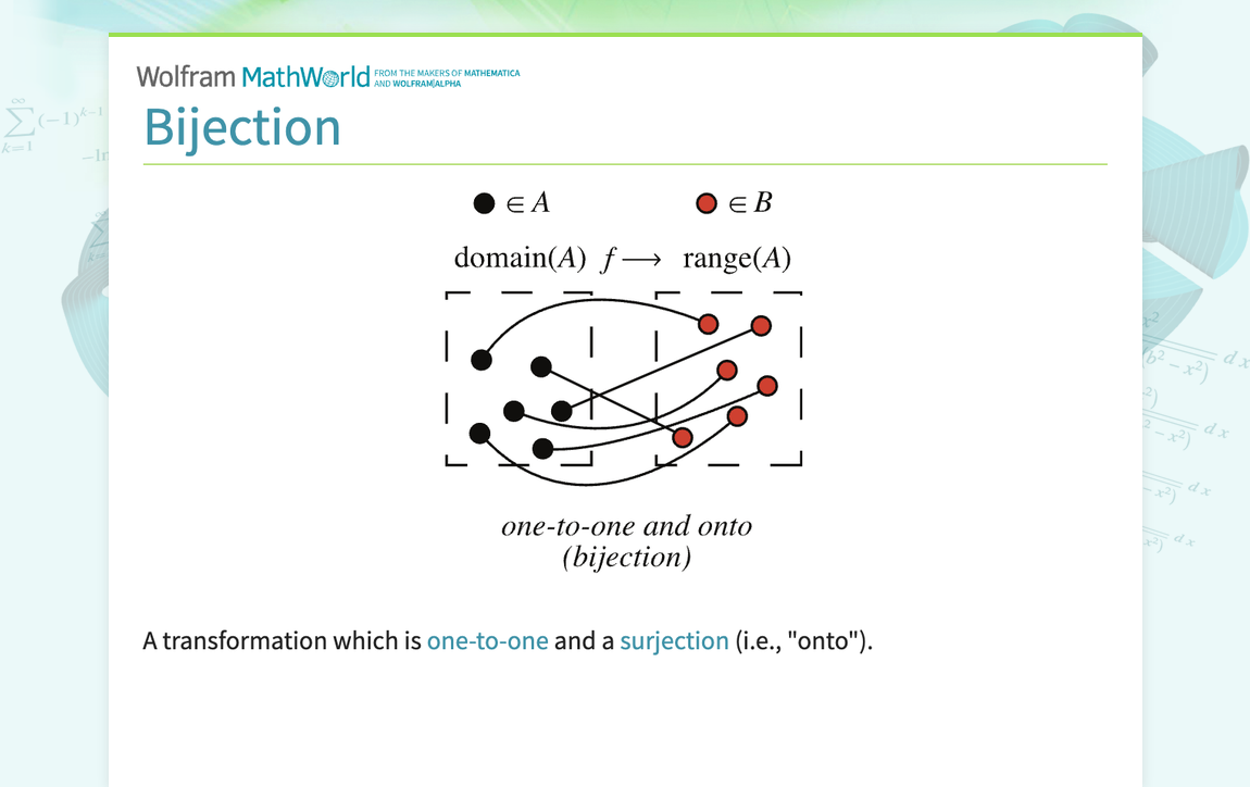 Bijection -- from Wolfram MathWorld