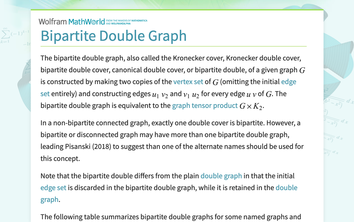 Bipartite Double Graph -- from Wolfram MathWorld