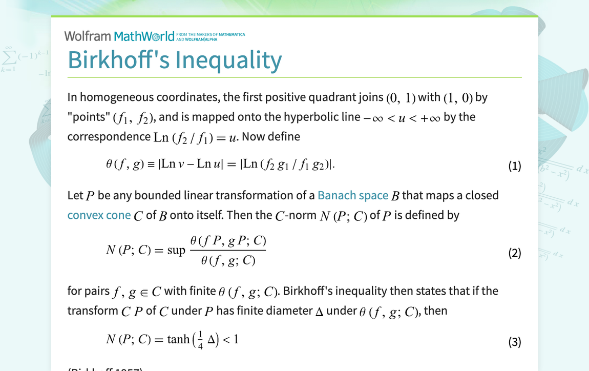 Birkhoff's Inequality -- from Wolfram MathWorld