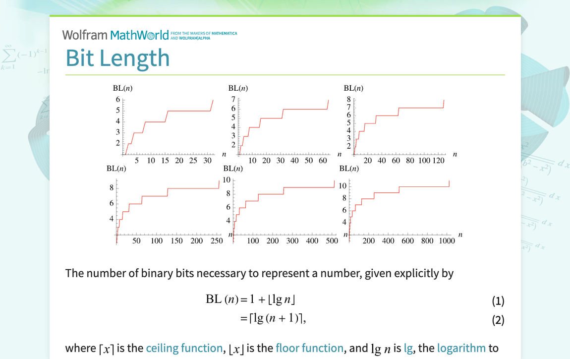 Bit Length -- from Wolfram MathWorld