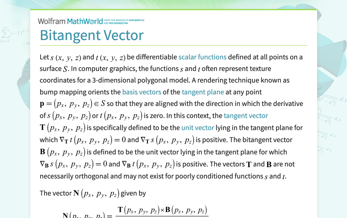 Bitangent Vector -- from Wolfram MathWorld
