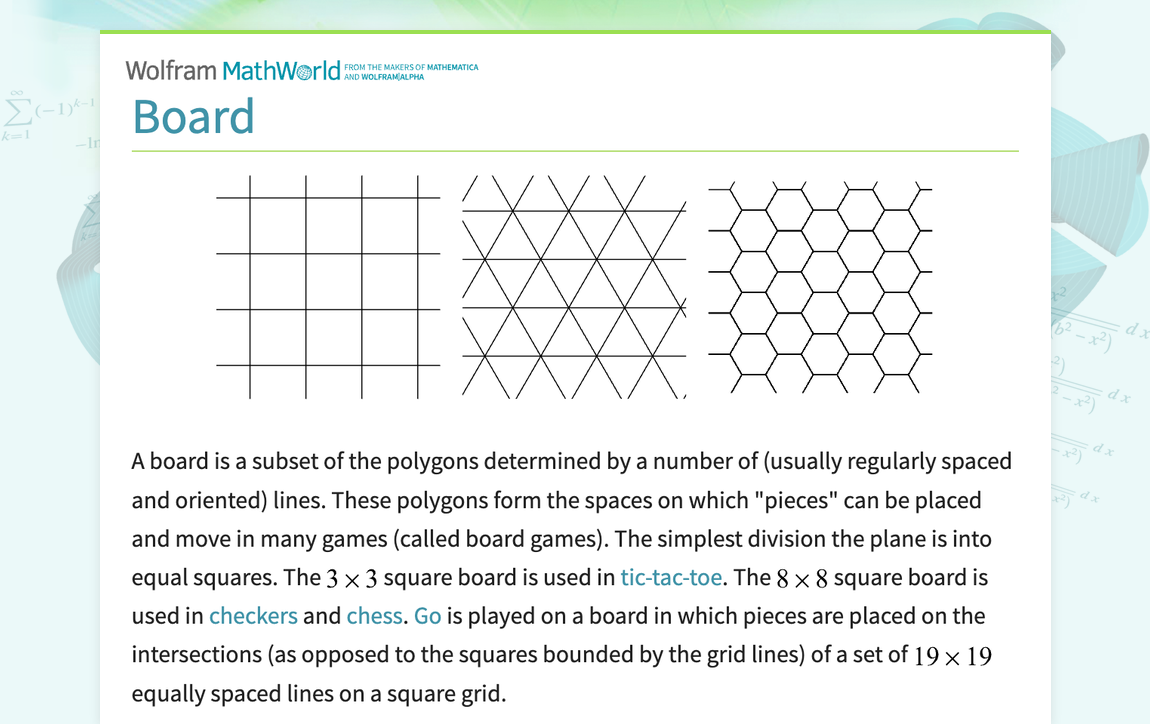 Board -- from Wolfram MathWorld
