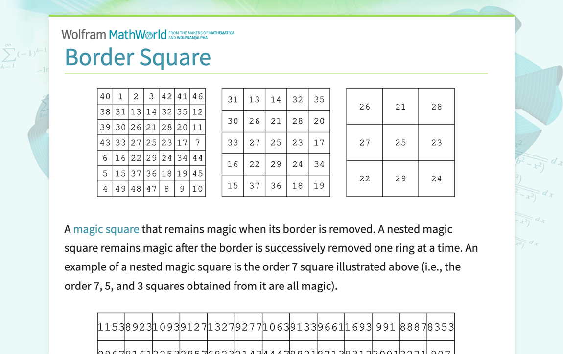 Border Square -- from Wolfram MathWorld