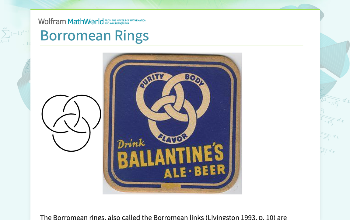 Borromean Rings -- from Wolfram MathWorld