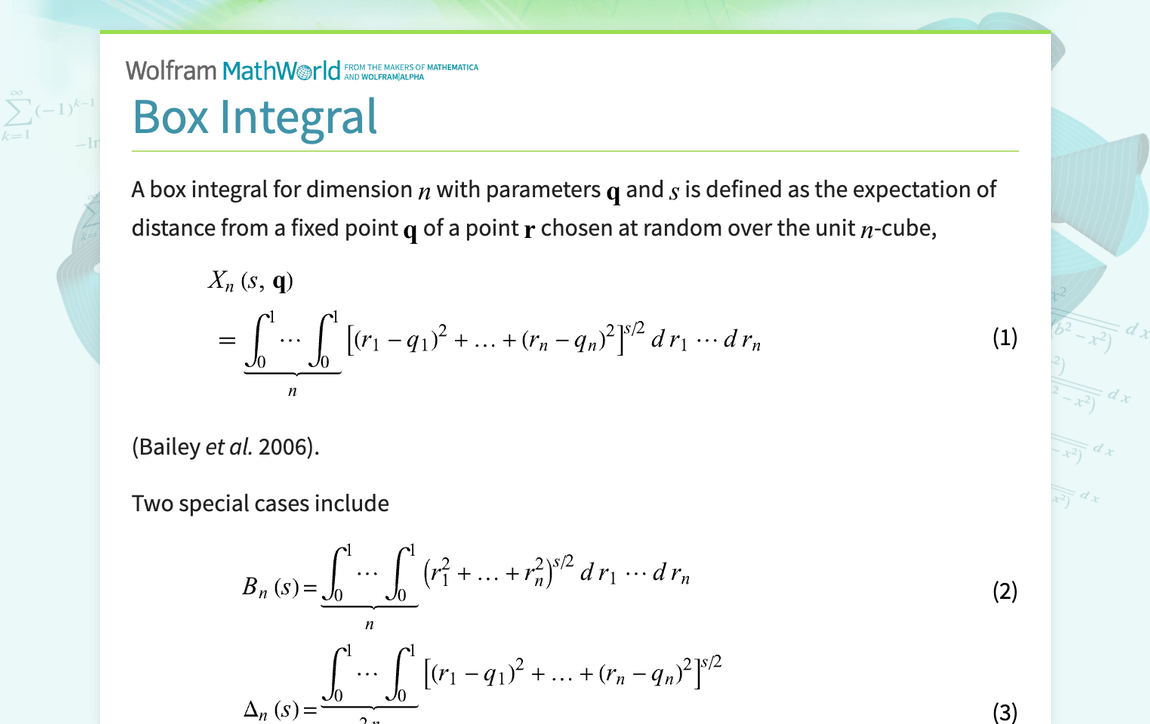 Box Integral -- from Wolfram MathWorld