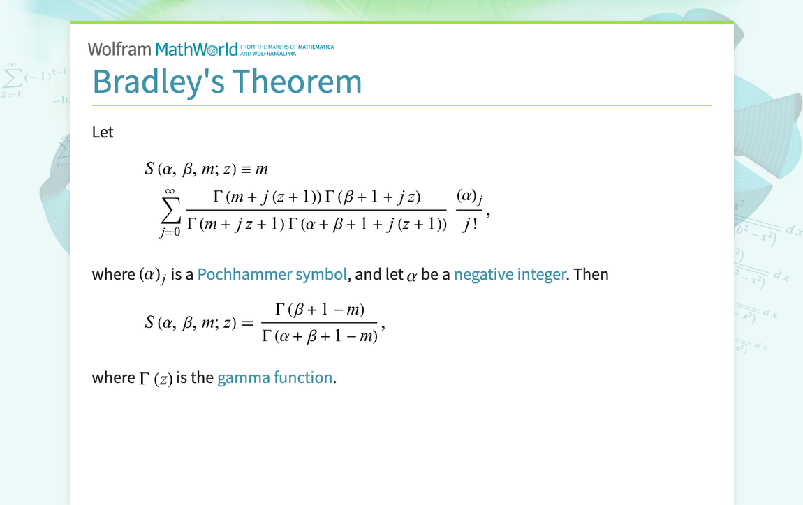 Bradley's Theorem -- from Wolfram MathWorld