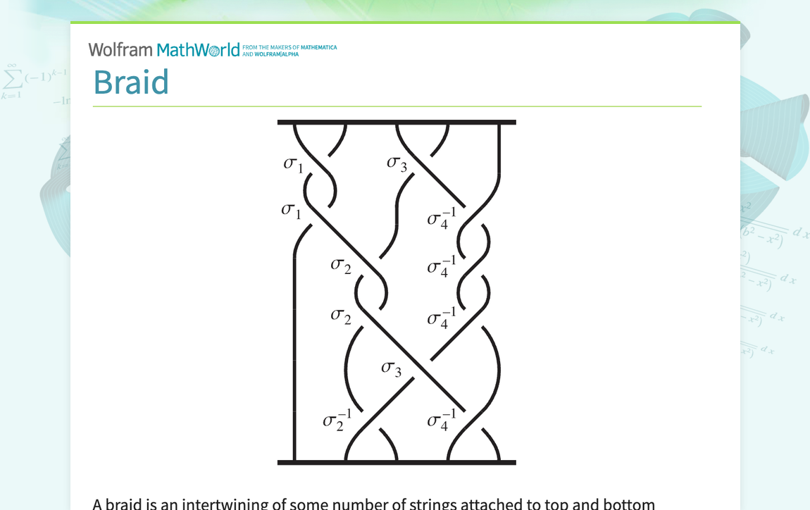Braid -- from Wolfram MathWorld