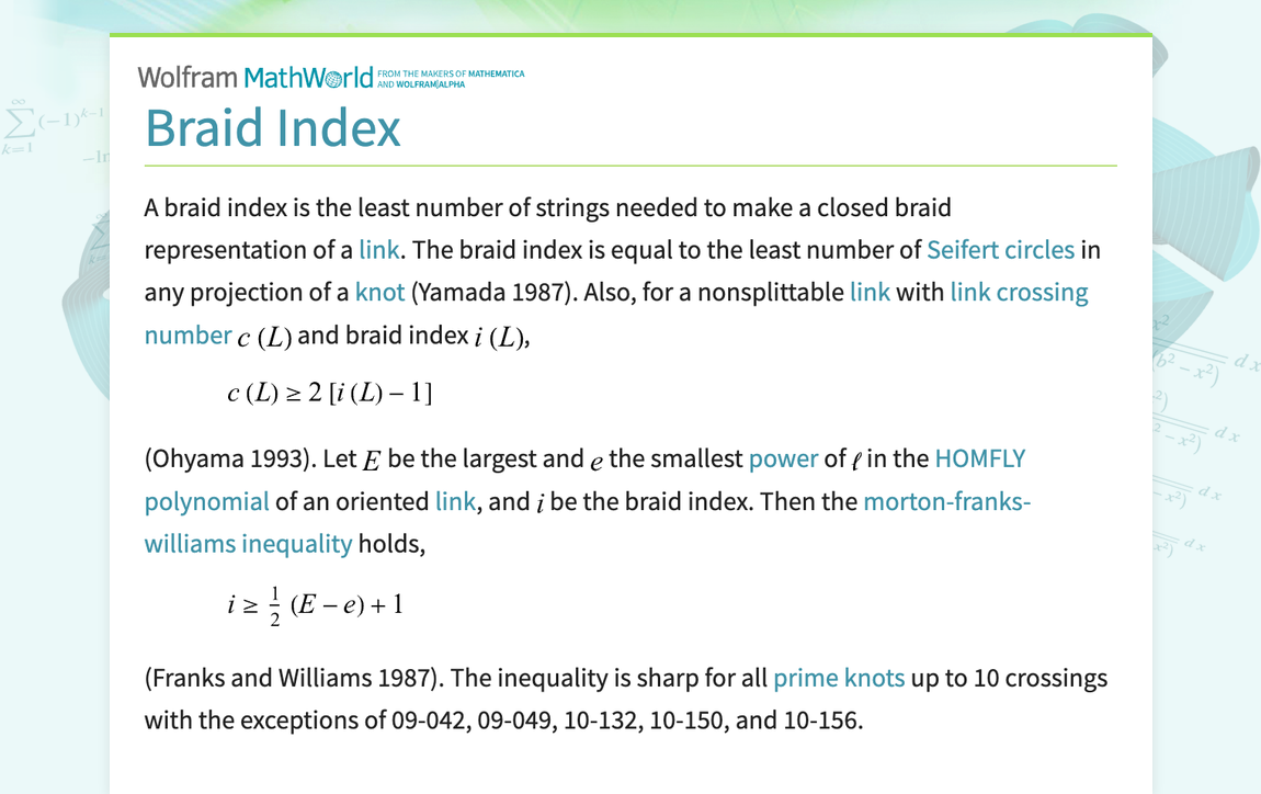 Braid Index -- from Wolfram MathWorld